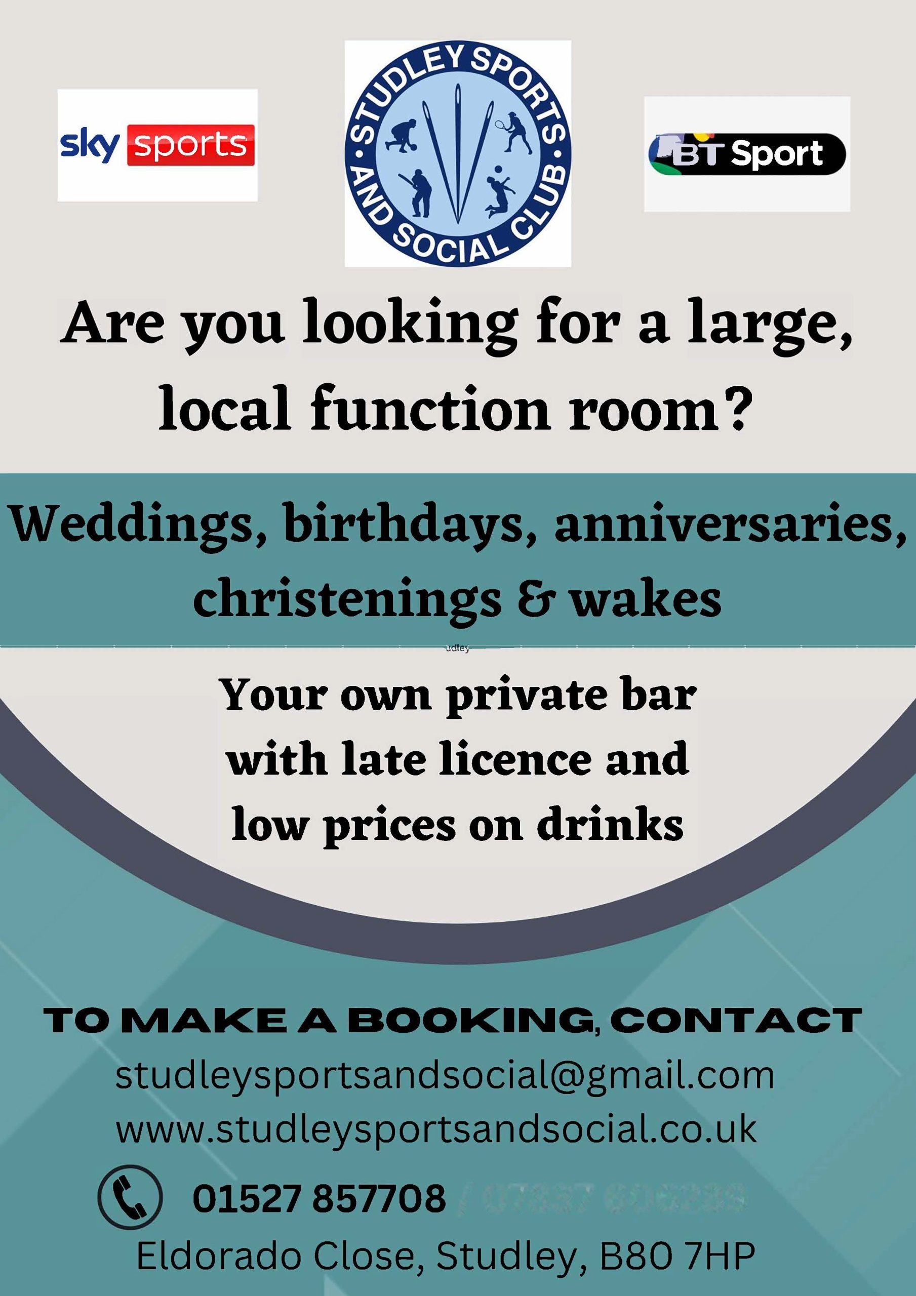 Function Room - Studley Sports and Social Club